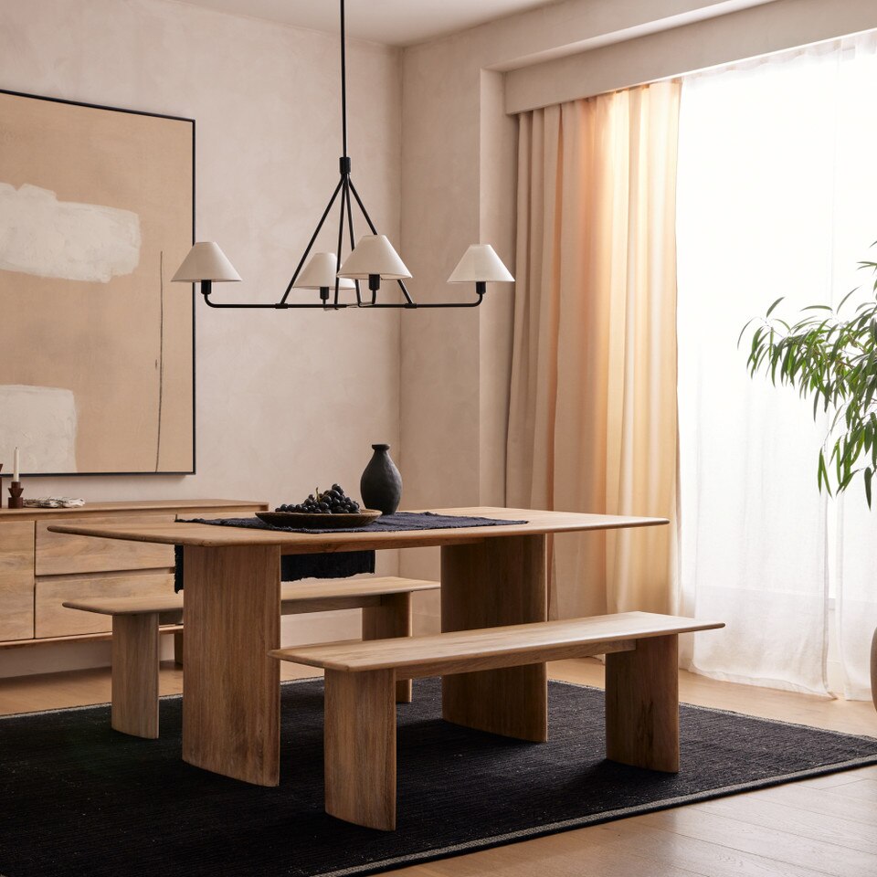 Anton Solid Wood Dining Table (183 cm - 218 cm) - West Elm Australia