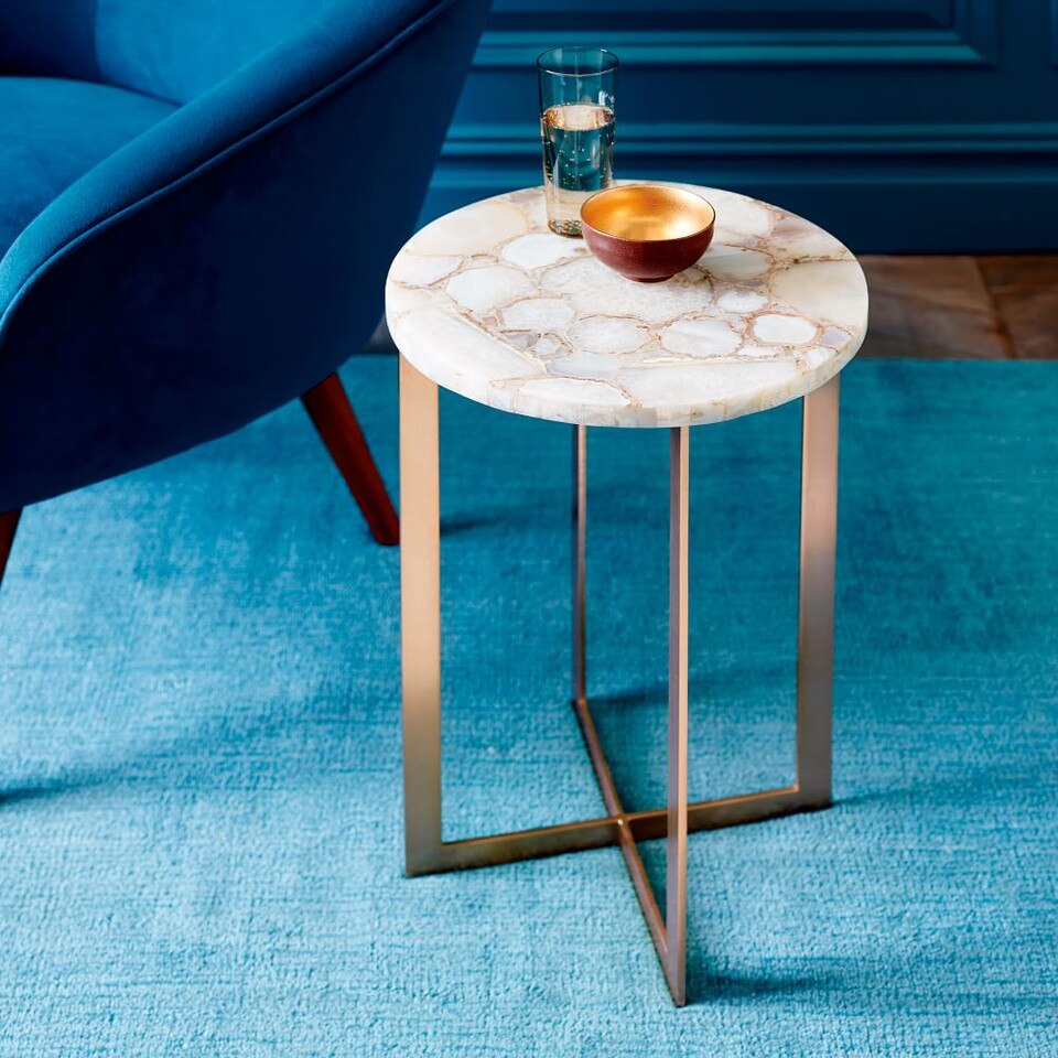 Agate Side Table, Neutral/Antique Brass | West Elm Australia