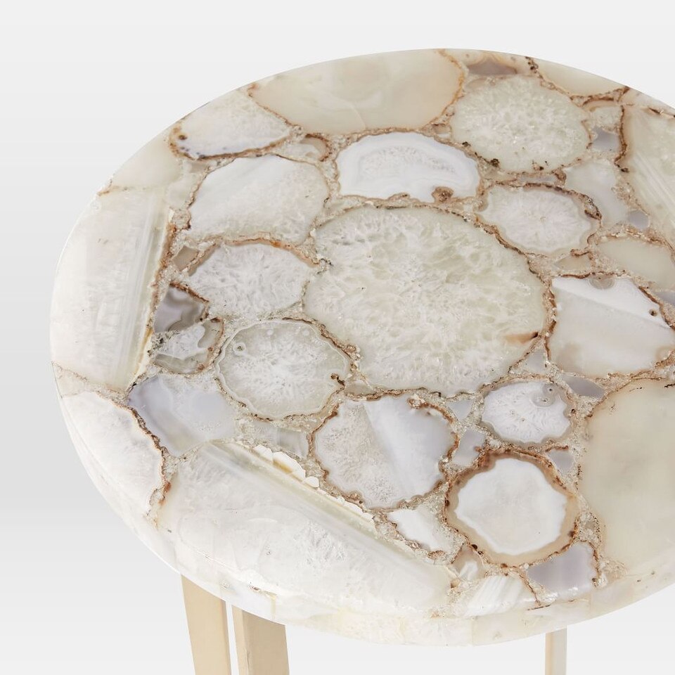 Agate Side Table, Neutral/Antique Brass | West Elm Australia