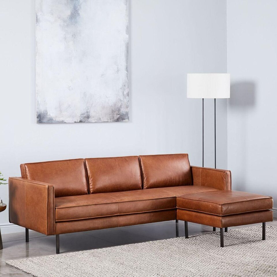 Axel Leather Sofa (226 cm) + Ottoman | west elm Australia