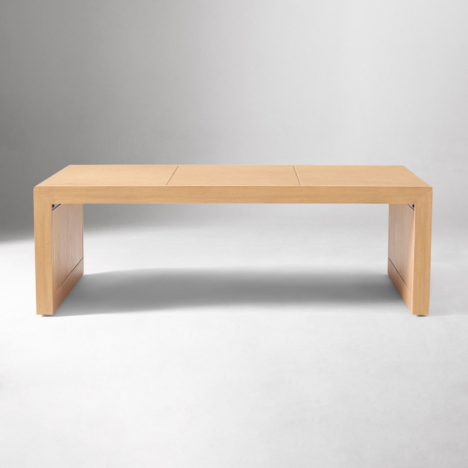 Baldwin Leather Coffee Table (102 cm - 127 cm) - West Elm Australia