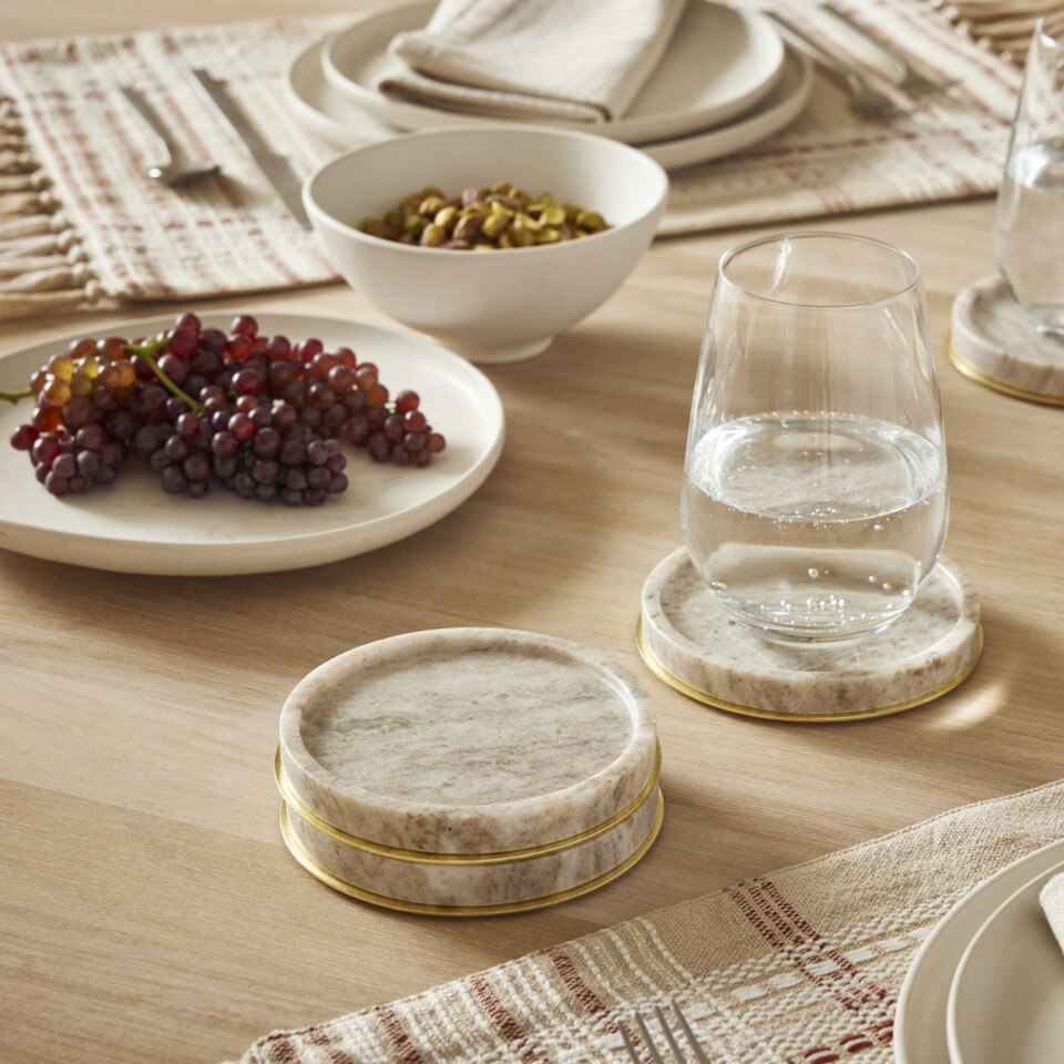 Beige Stone and Gold Coasters - West Elm Australia