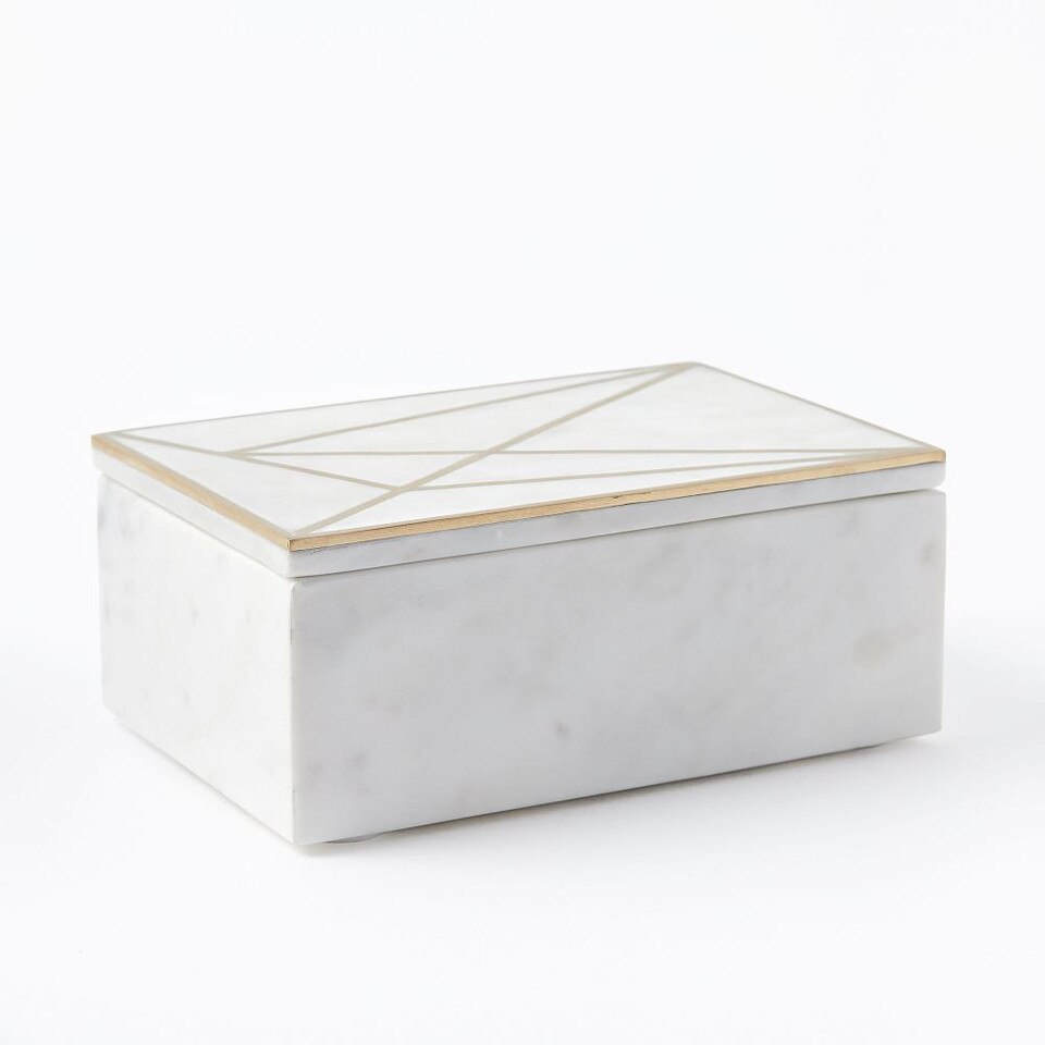 Brass Inlay Marble Box, Rectangle | West Elm Australia