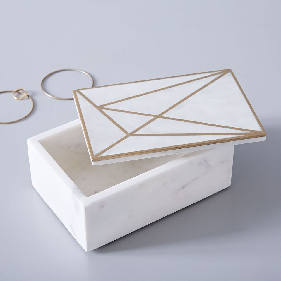 Brass Inlay Marble Box, Rectangle | West Elm Australia