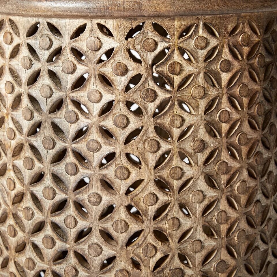 Carved Wood Side Table (43 cm) | West Elm Australia