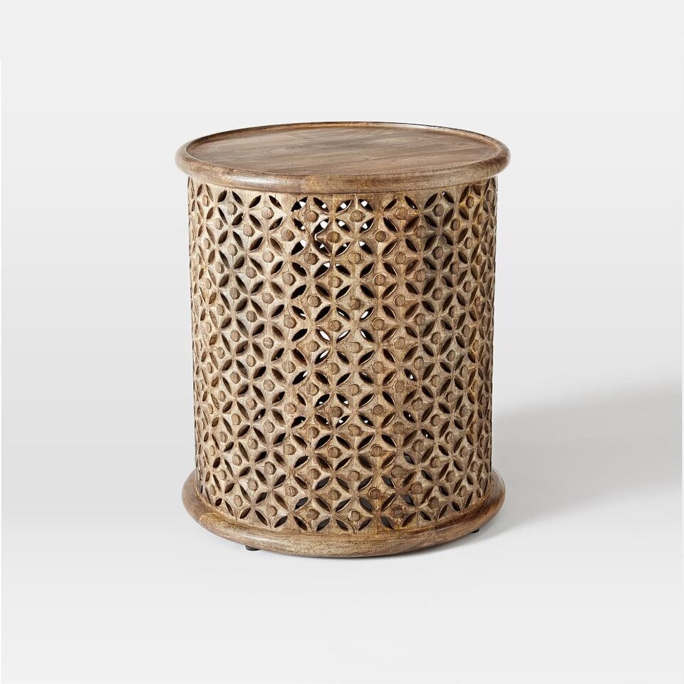 Carved Wood Side Table (43 cm) | West Elm Australia