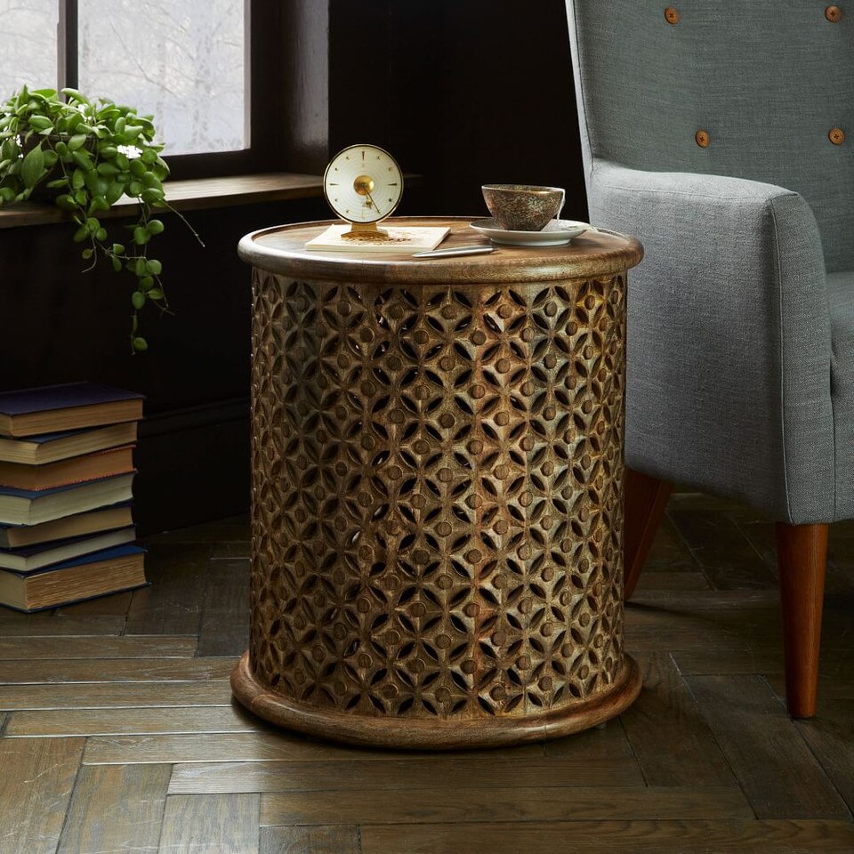 Carved Wood Side Table | west elm Australia