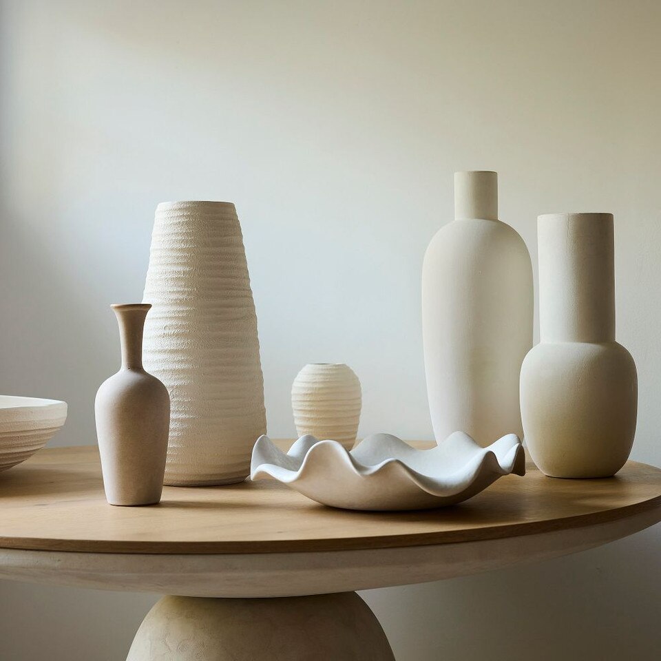 Ceramic Fluted Vases & Centrepiece Bowl - West Elm Australia
