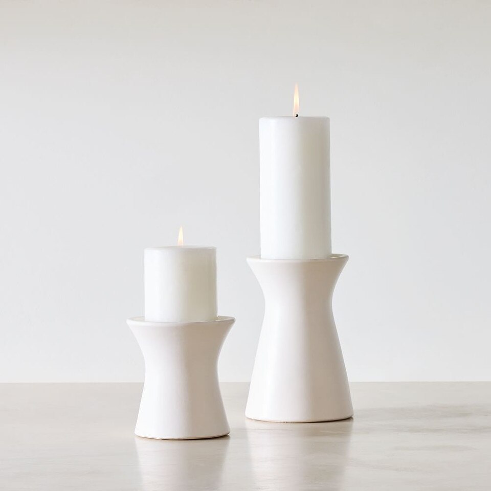 Ceramic Pillar Candleholder - White | West Elm Australia
