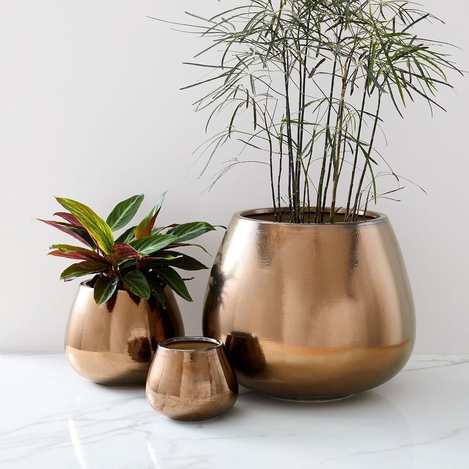 Ceramic Planters - Burnt Gold | West Elm Australia