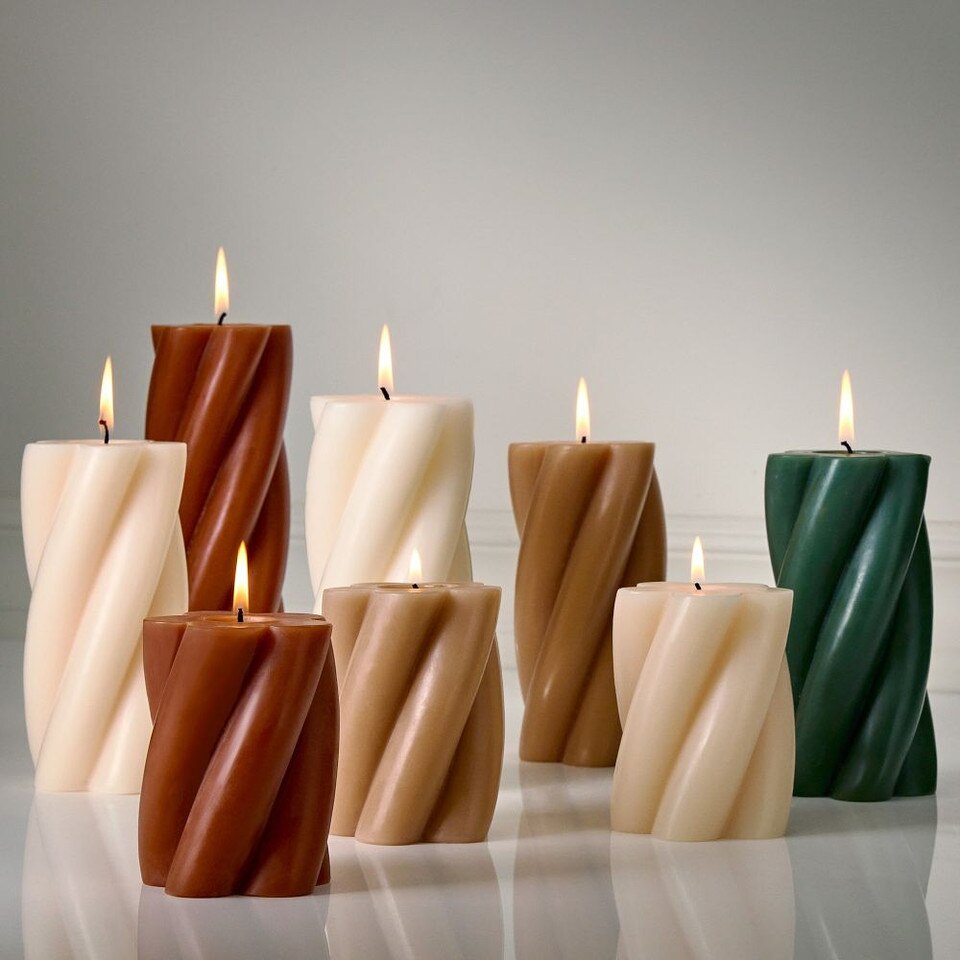 Chunky Twist Pillar Candles - West Elm Australia
