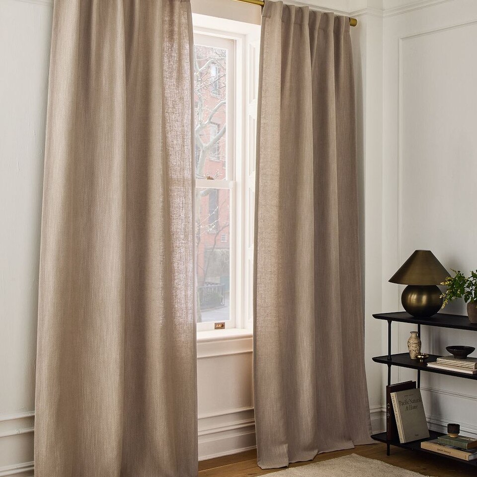 Cortlandt Linen Viscose Basketweave Curtain - West Elm Australia