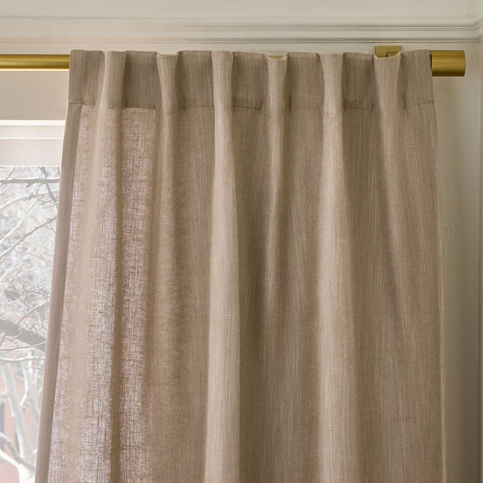 Cortlandt Linen Viscose Basketweave Curtain - West Elm Australia