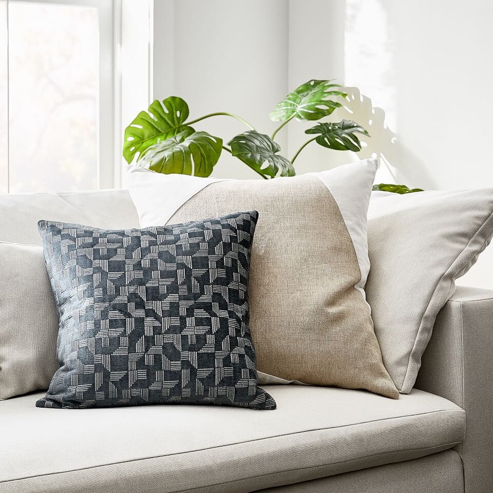 Cotton Linen & Velvet Corners Pillow Cover
