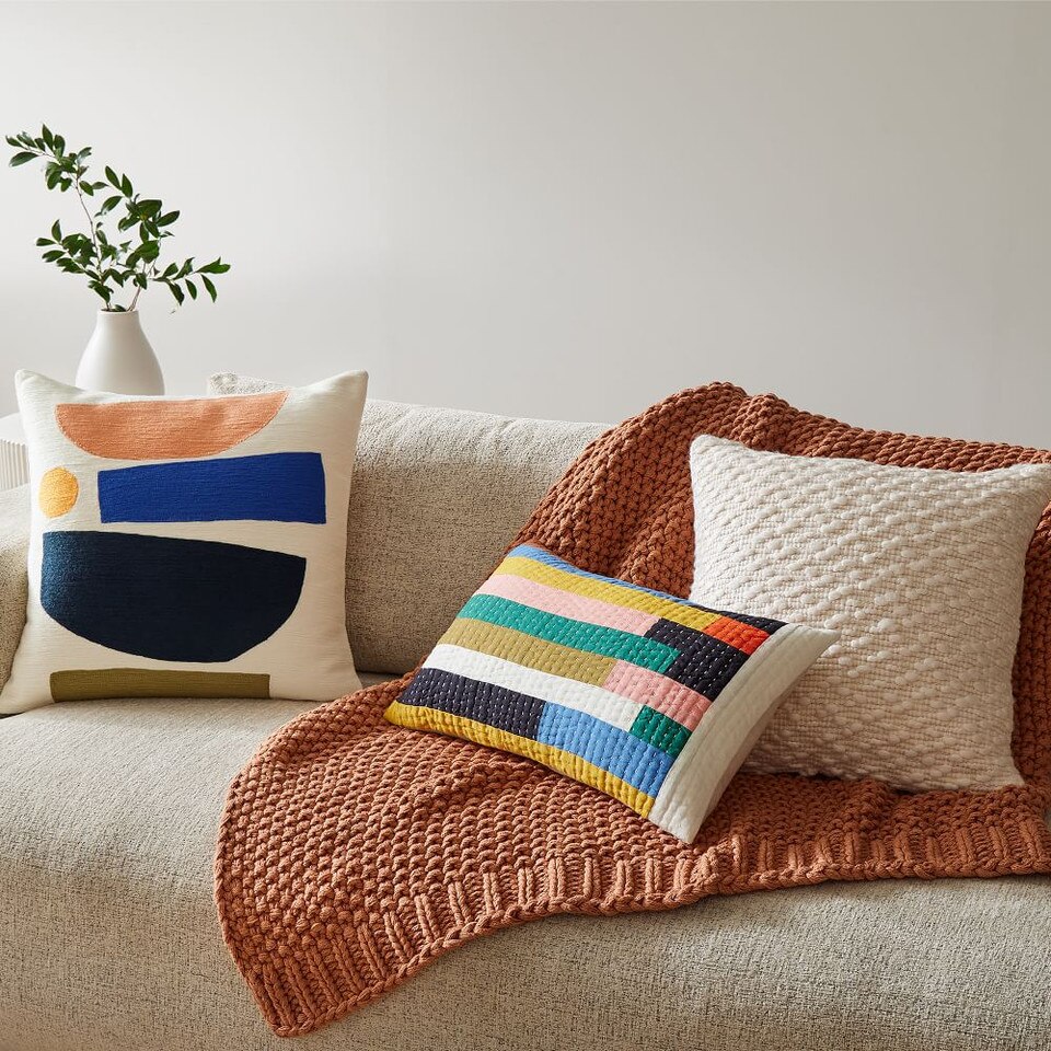 Crewel Staggered Shapes Cushion Cover | West Elm Australia