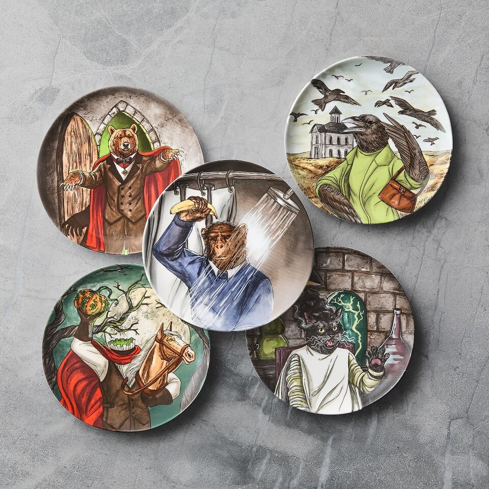 Dapper Animal Halloween Salad Plates
