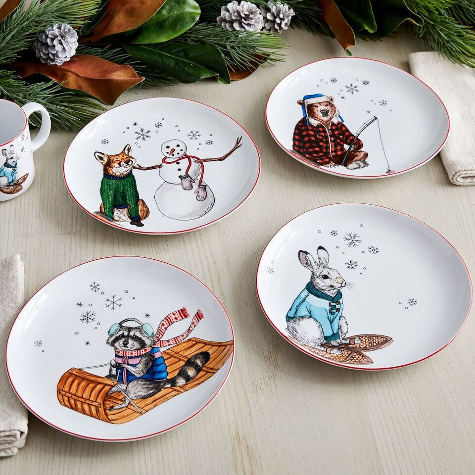 Dapper Animal Christmas Salad Plate | West Elm Australia