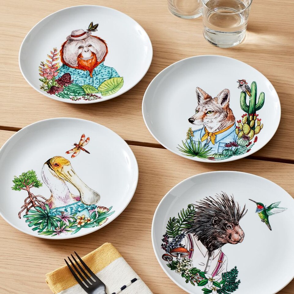 Dapper Animal Spring Salad Plates | West Elm Australia