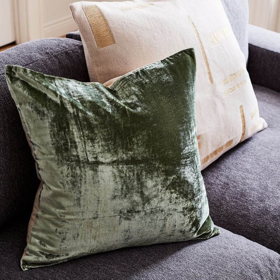 Embroidered Metallic Blocks Cushion Cover | West Elm Australia