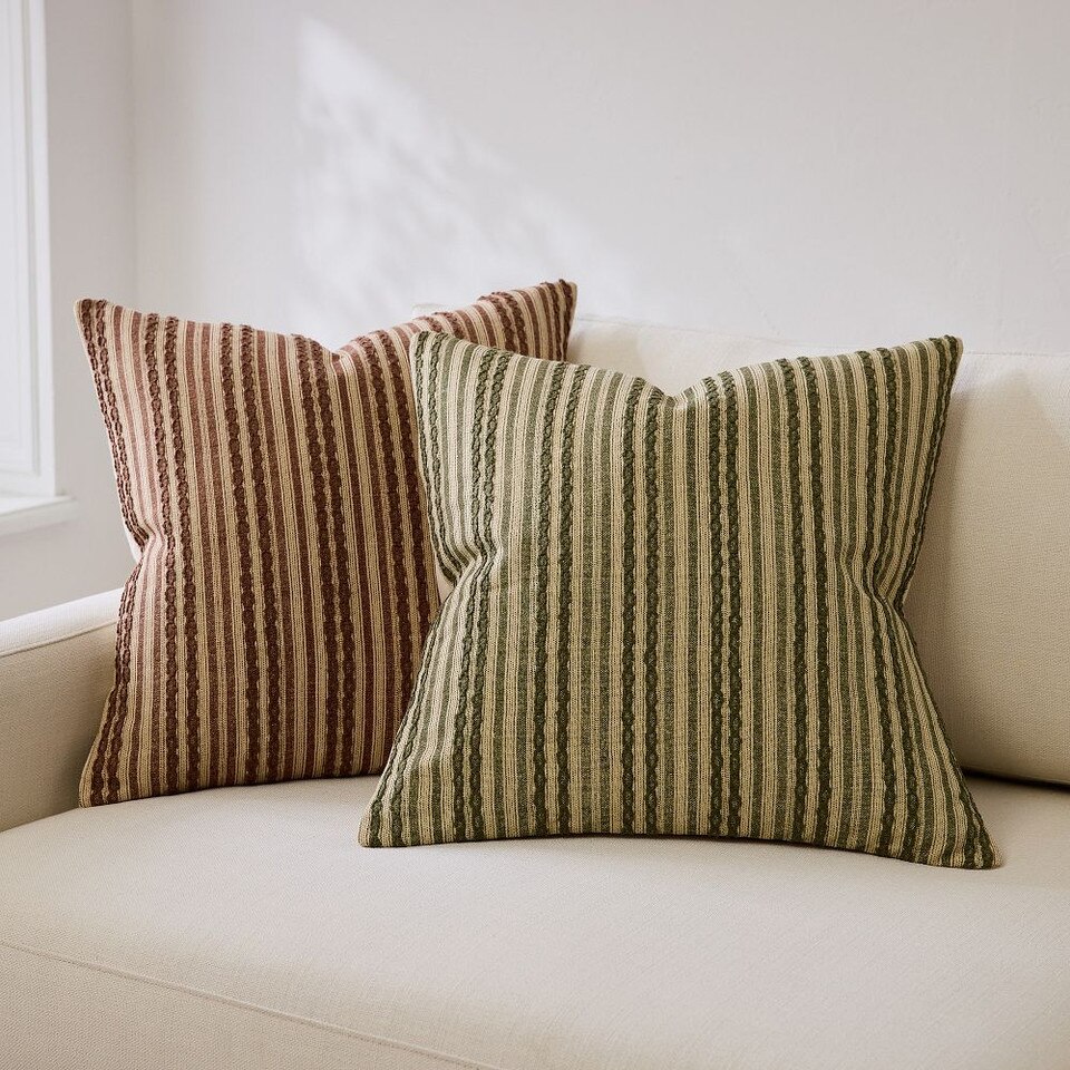Embroidered Stripe Cushion Cover | West Elm Australia