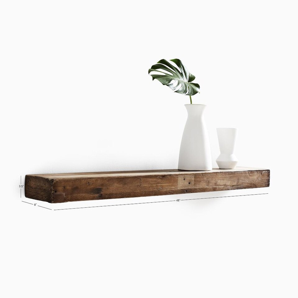 Reclaimed Solid Pine Floating Wall Shelves - West Elm Australia