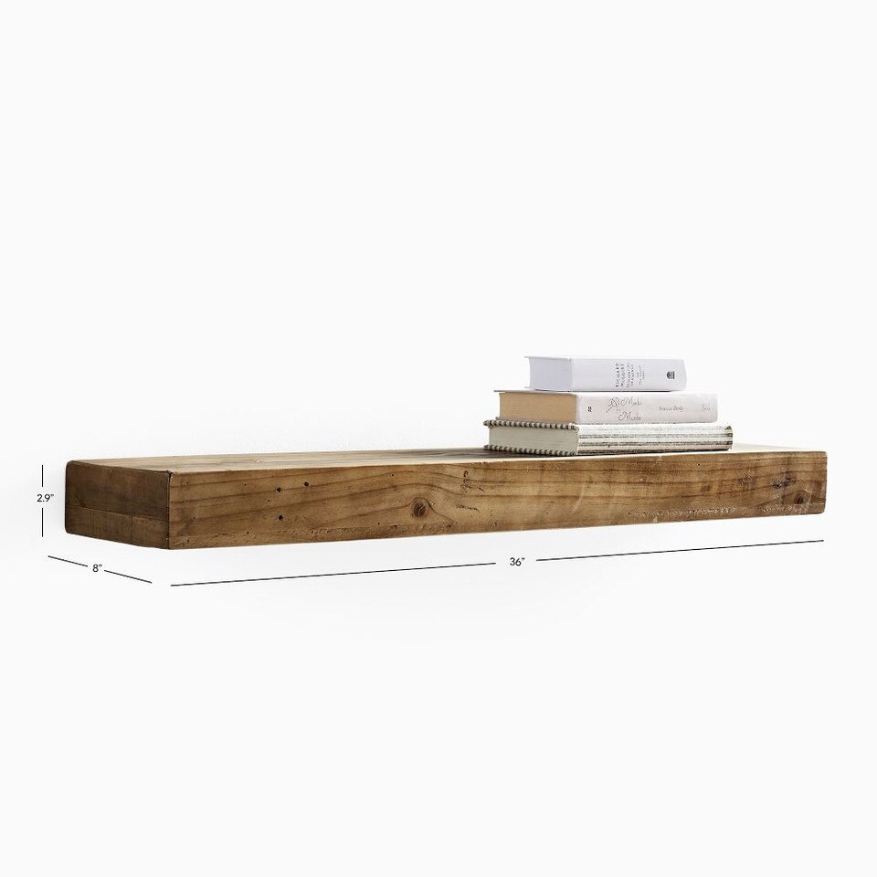 Reclaimed Solid Pine Floating Wall Shelves - West Elm Australia