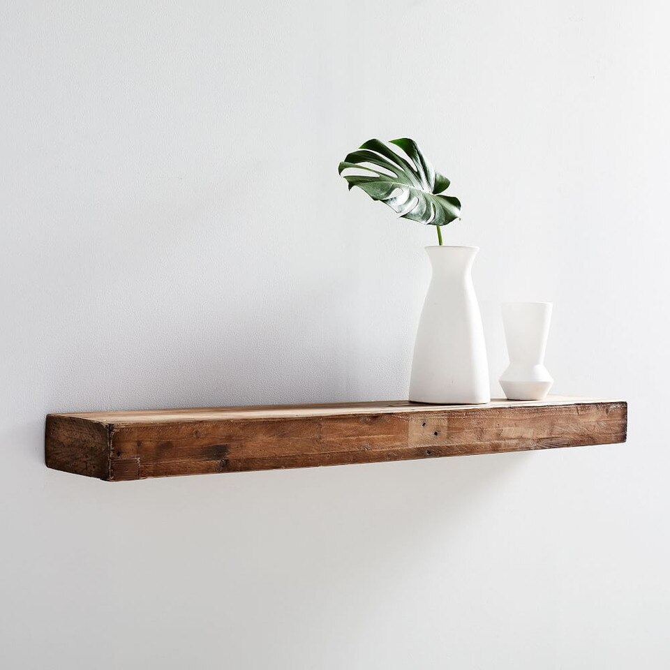 Reclaimed Solid Pine Floating Wall Shelves - West Elm Australia