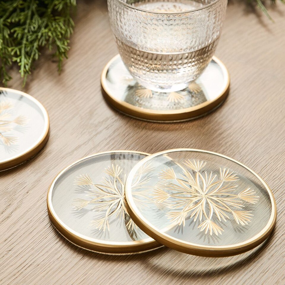 Etched Glass Snowflake Coaster Sets | West Elm Australia