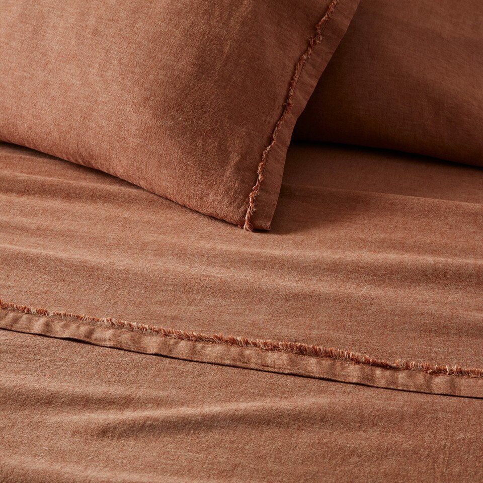European Flax Linen Cotton Frayed Edge Sheet Set | West Elm Australia