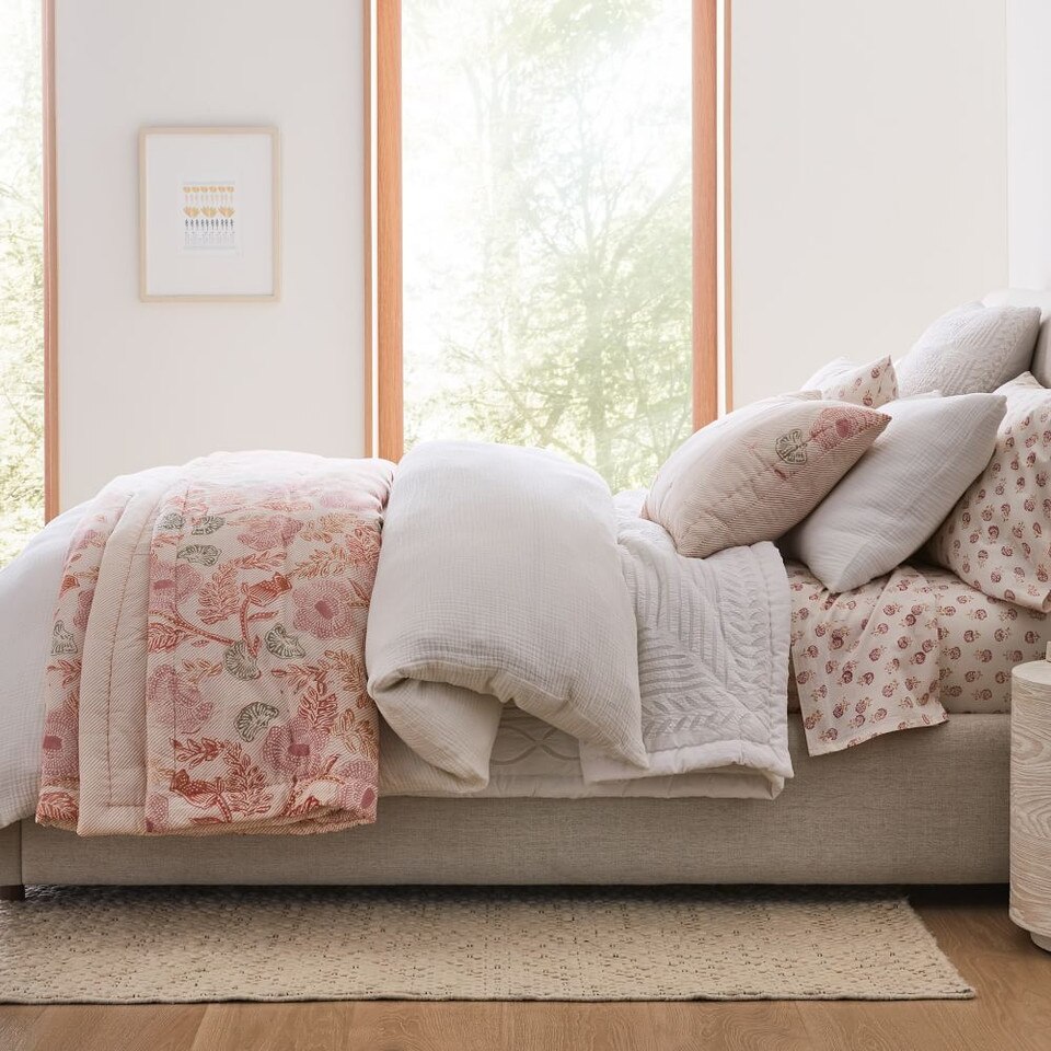 Floral Block Print Coverlet & Pillowcases | West Elm Australia