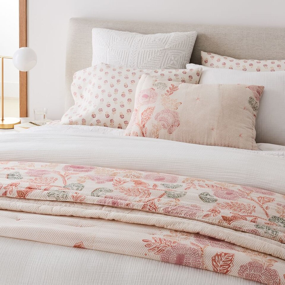Floral Block Print Coverlet & Pillowcases | West Elm Australia