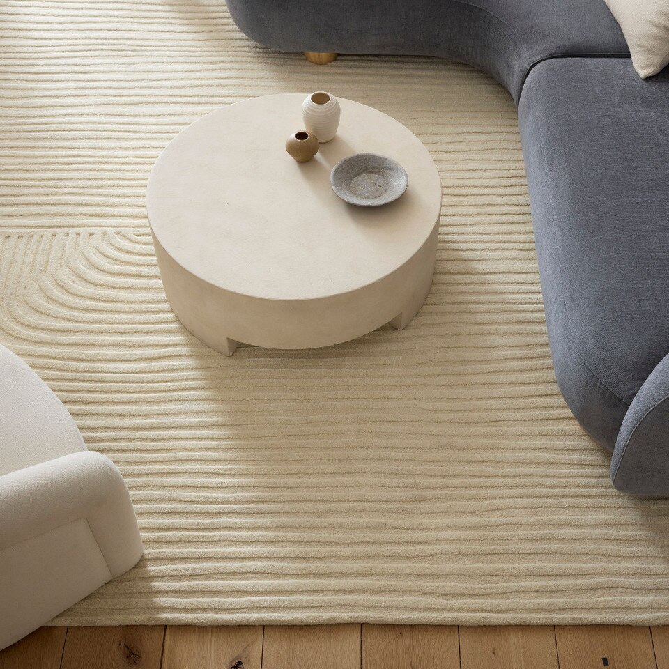 Flowing Lines Carved Wool Rug - West Elm Australia