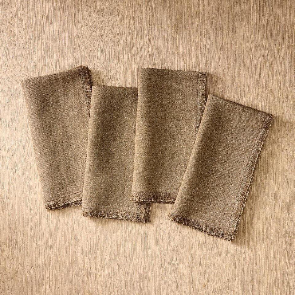 Frayed Edge Linen Napkin Sets (Set of 4) - West Elm Australia