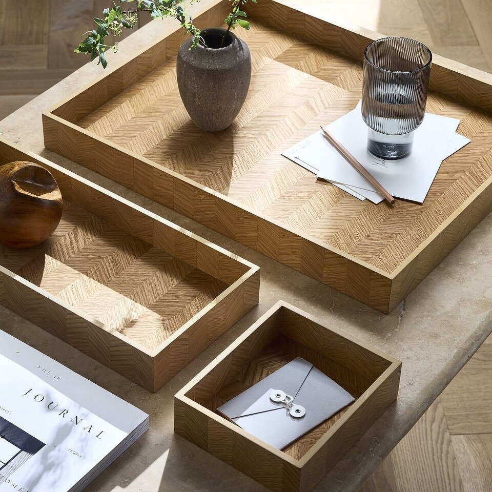 Georgia Graphic Wood Trays - West Elm Australia