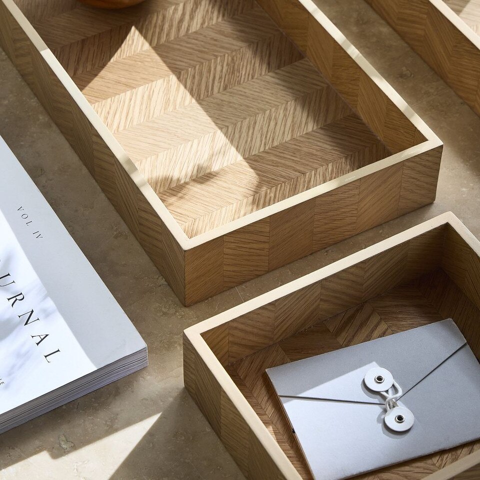 Georgia Graphic Wood Trays - West Elm Australia