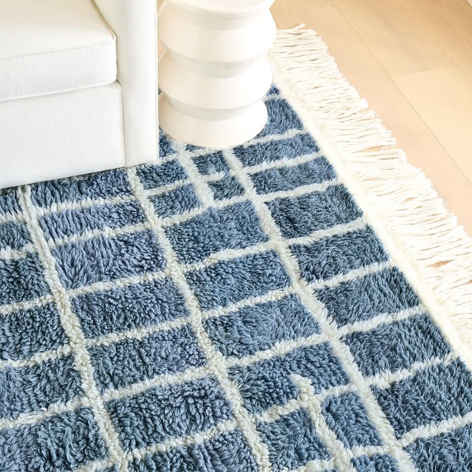 Grid Plaid Shag Rug | West Elm Australia