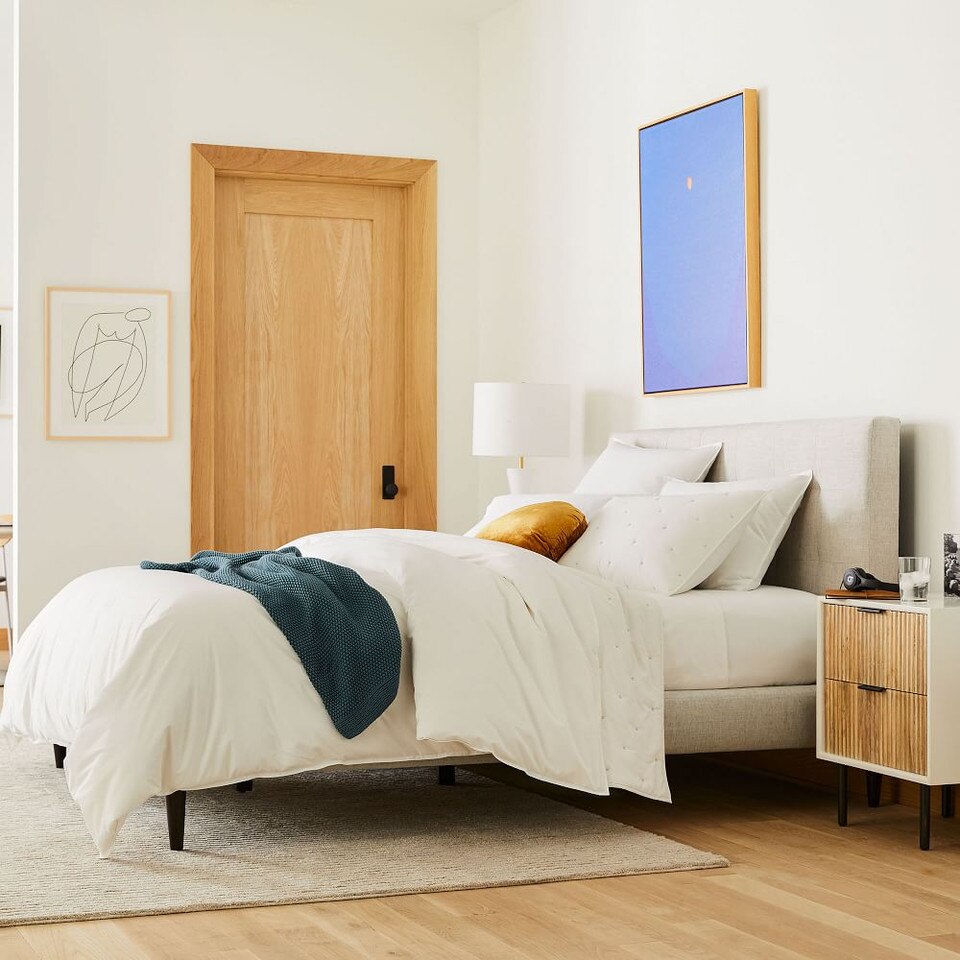 Grid-Tufted Upholstered Tapered Leg Bed | West Elm Australia