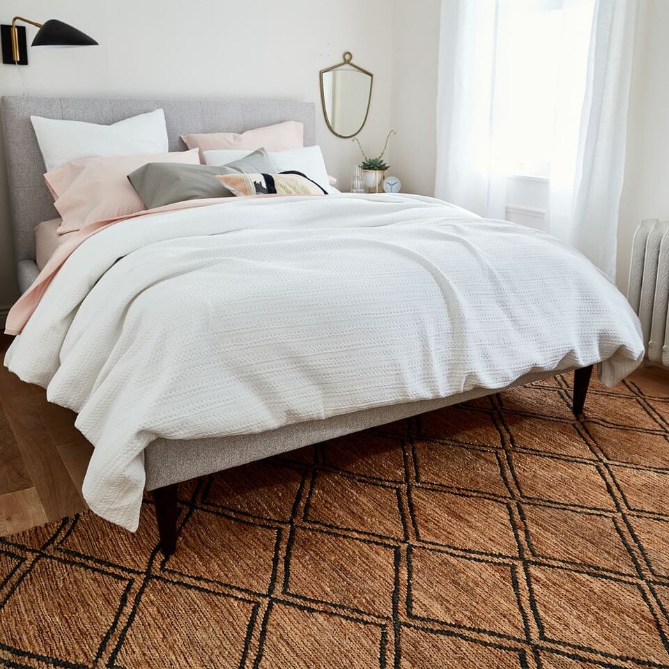 Grid-Tufted Upholstered Tapered Leg Bed | West Elm Australia