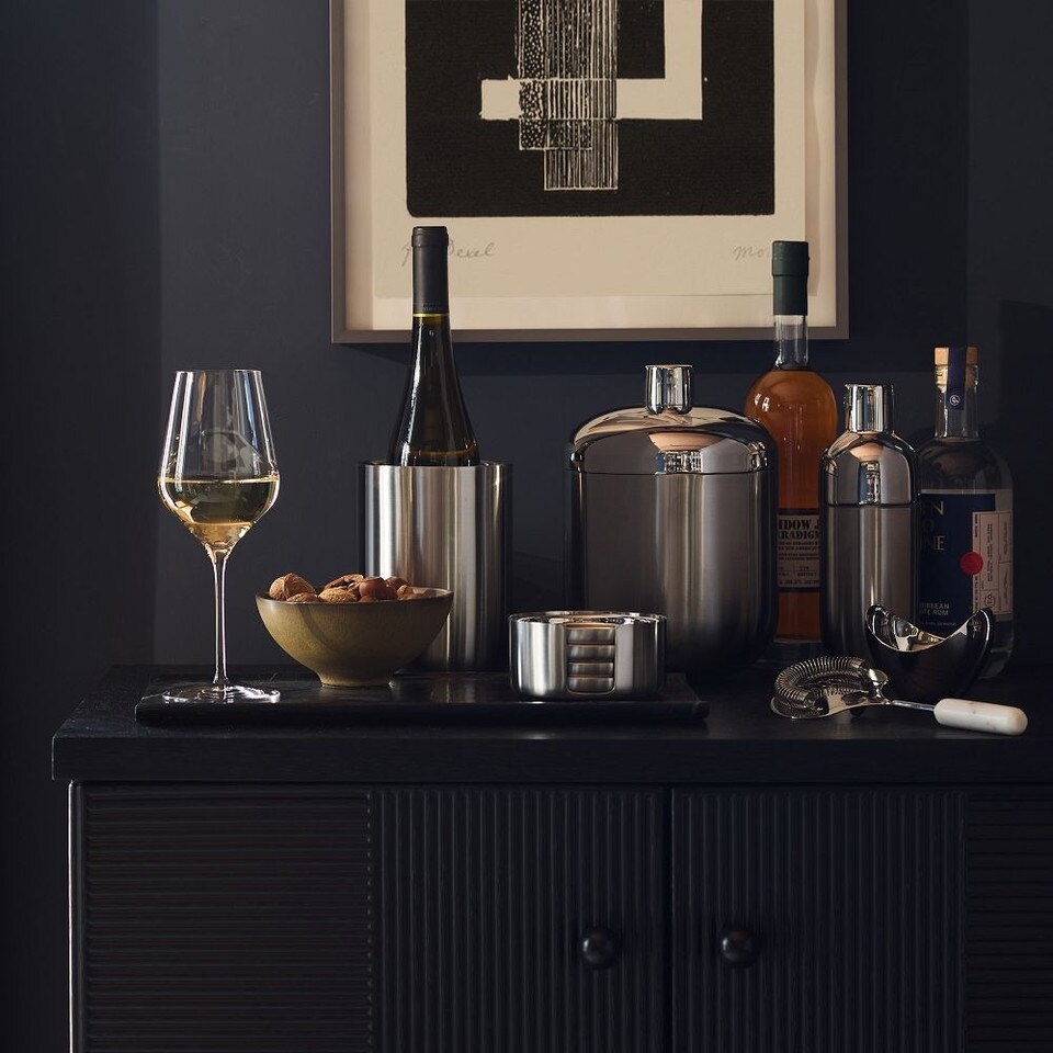 Hazel Pencil Reed Bar Cabinet (86 cm) - West Elm Australia