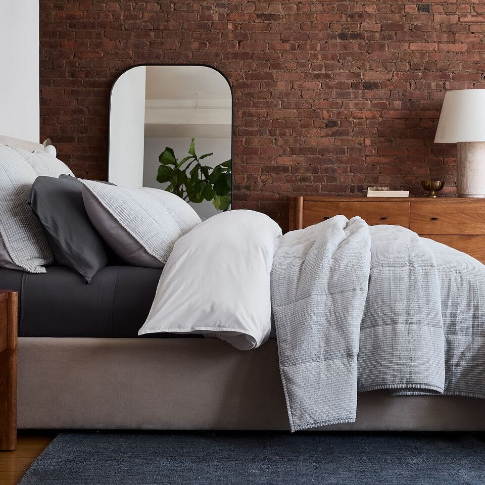 Heathered Linear Coverlet & Pillowcases - West Elm Australia