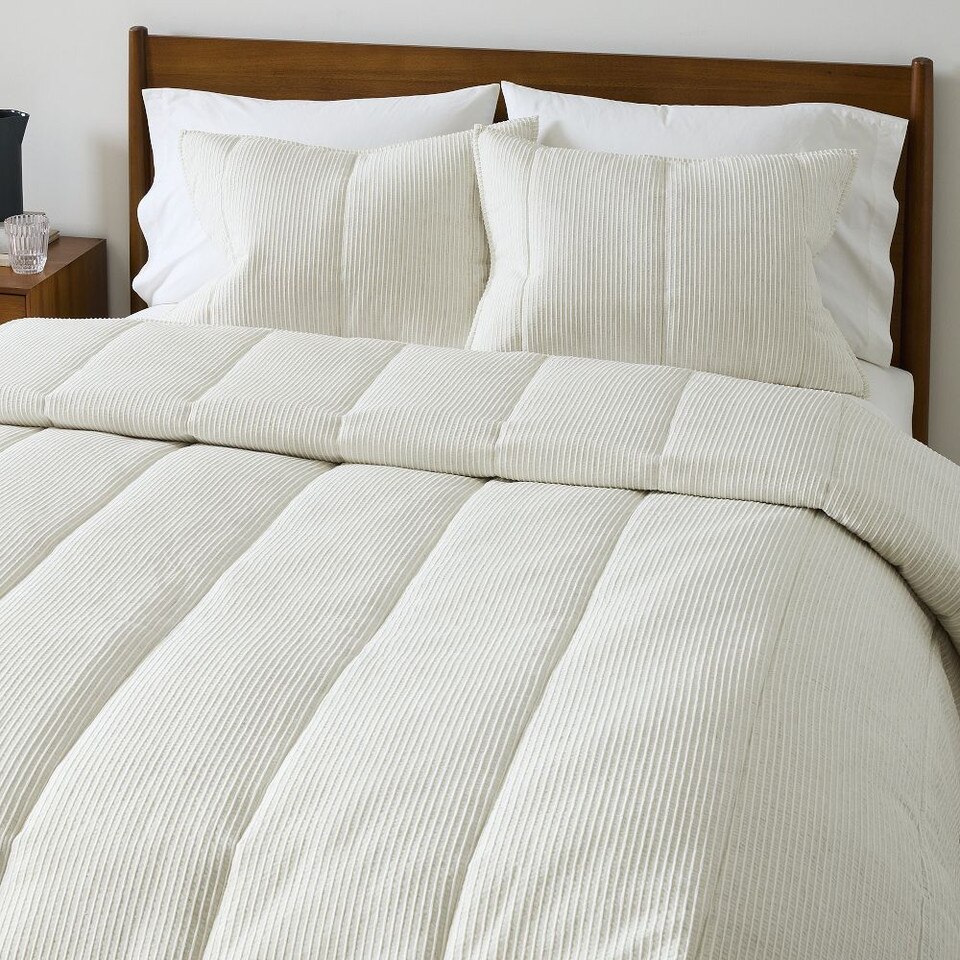 Heathered Linear Coverlet & Pillowcases - West Elm Australia