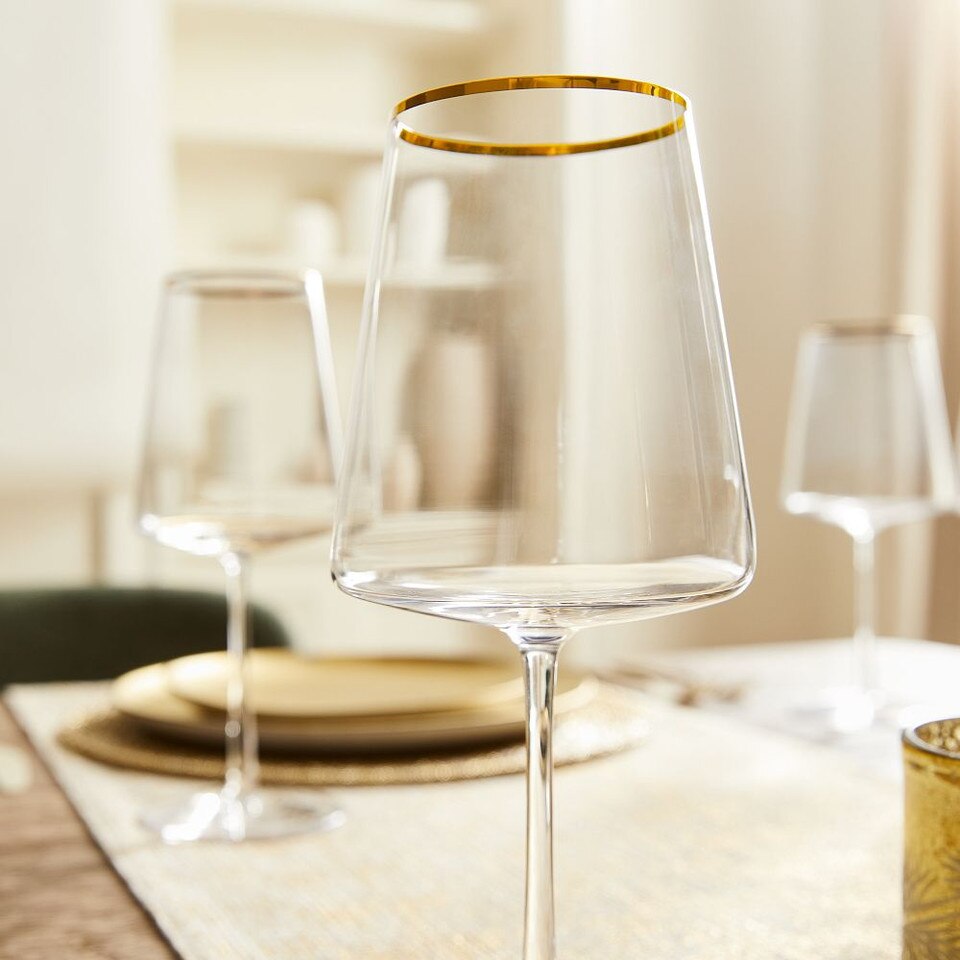 Horizon Lead-Free Crystal Gold-Rimmed Glassware - West Elm Australia