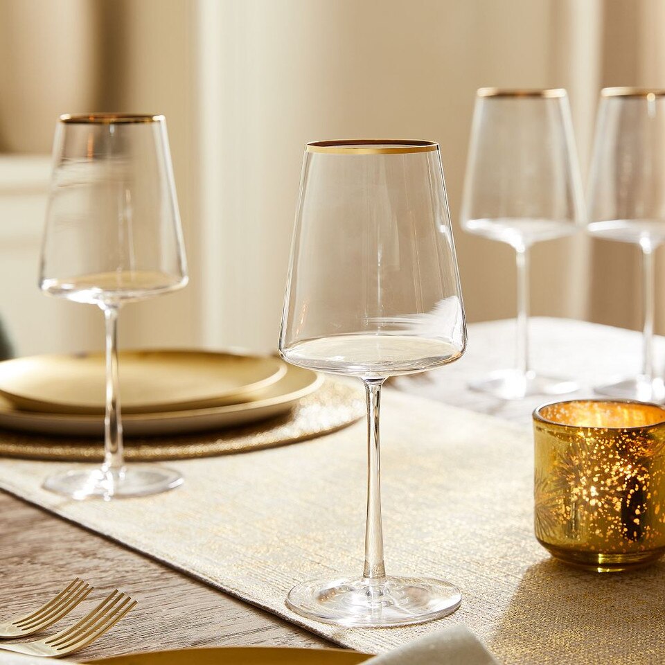 Horizon Lead-Free Crystal Gold-Rimmed Glassware - West Elm Australia