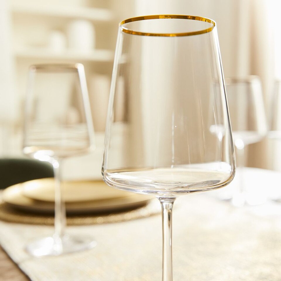 Horizon Lead-Free Crystal Gold-Rimmed Glassware - West Elm Australia