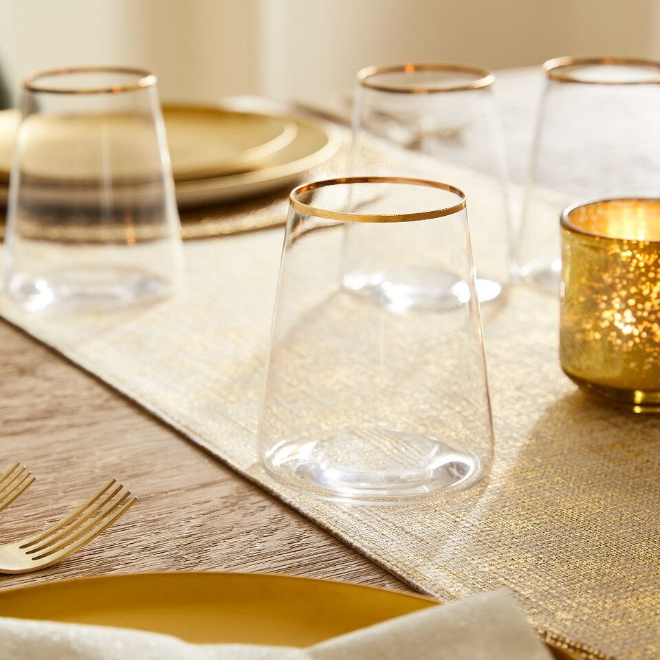Horizon Lead-Free Crystal Gold-Rimmed Glassware - West Elm Australia