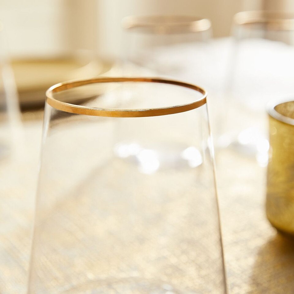 Horizon Lead-Free Crystal Gold-Rimmed Glassware - West Elm Australia