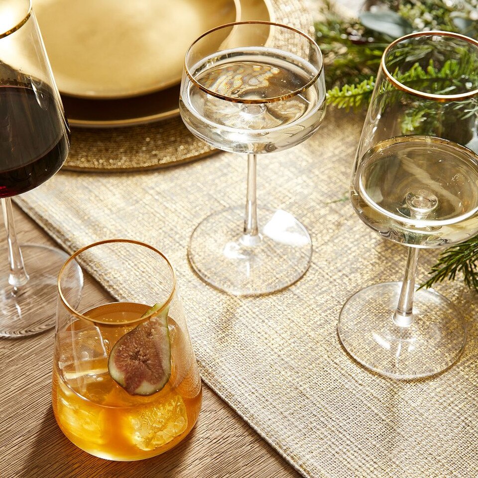 Horizon Lead-Free Crystal Gold-Rimmed Glassware - West Elm Australia
