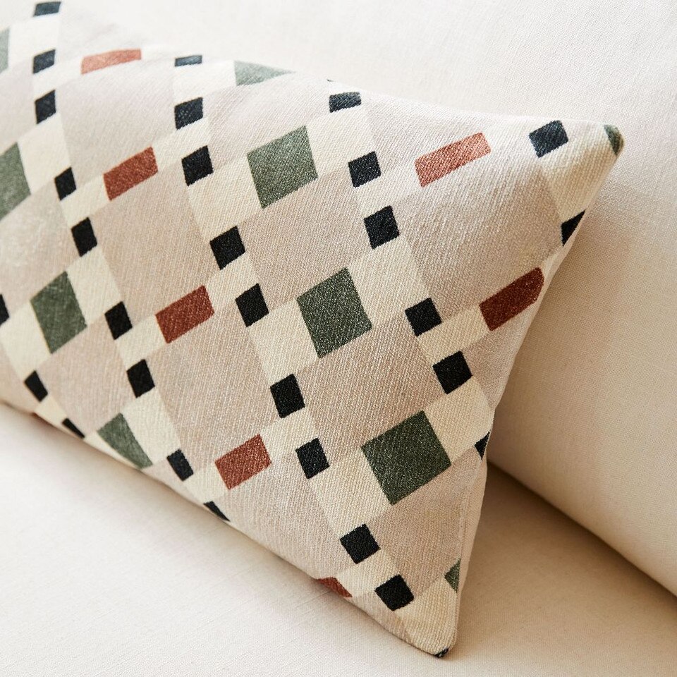 Jora Geo Cushion Cover, Sand, 30 cm x 53 cm - West Elm Australia