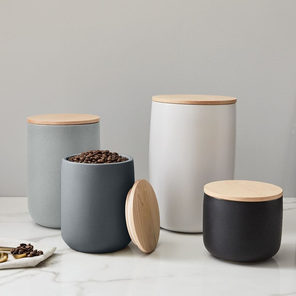 Kaloh Stoneware Kitchen Canisters w/ Wood Tops - West Elm Australia