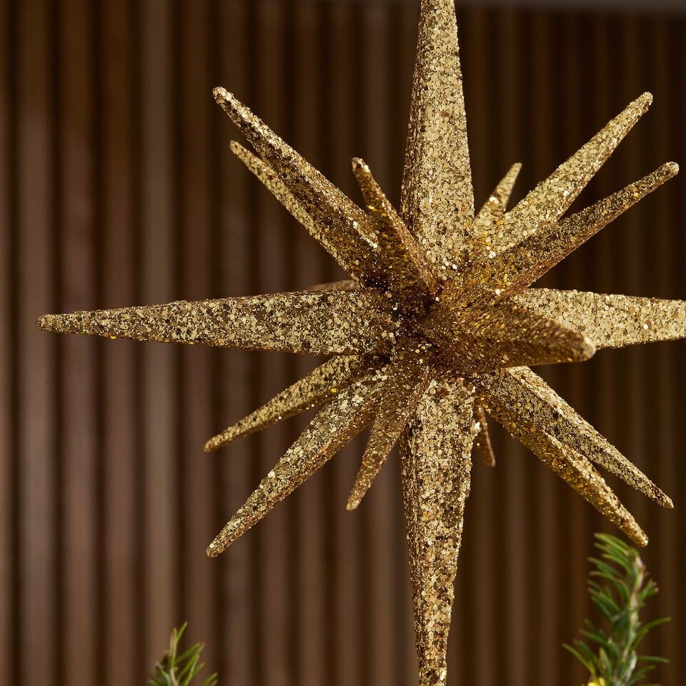 Kraft & Glitter Gem Starburst Tree Topper - Gold - West Elm Australia